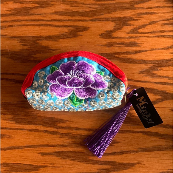 Unknown | Bags | Artisanal Embroidered Coin Purse Red Trim | Poshmark